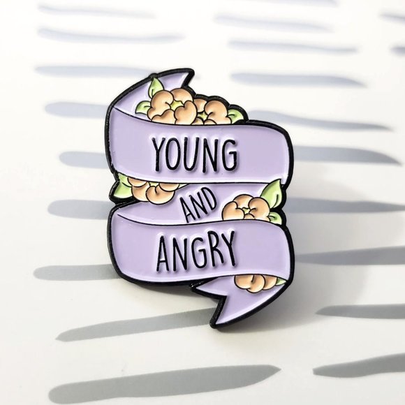 Jewelry | Young And Angry Motivational Pin Badge Brooch | Poshmark